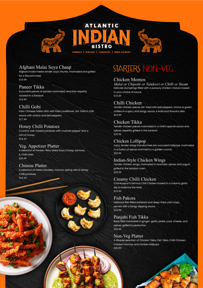 Menu – Atlantic Indian Bistro | Authentic Indian Taste | Indian ...